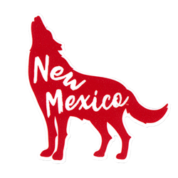 UNM Bookstore SDS Rugged Decal NM Howling Wolf Red